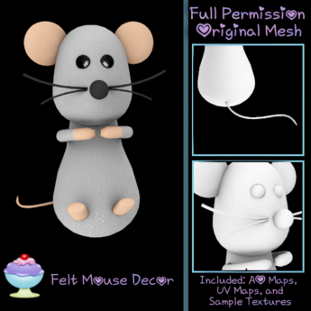 Second Life Marketplace - [Sherbert] Full Perm Felt Mouse Decor (ADD)